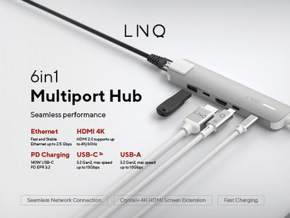 LINQ 6in1 PRO USB-C Multiport Hub 140W – LINQ | Seamless Technology